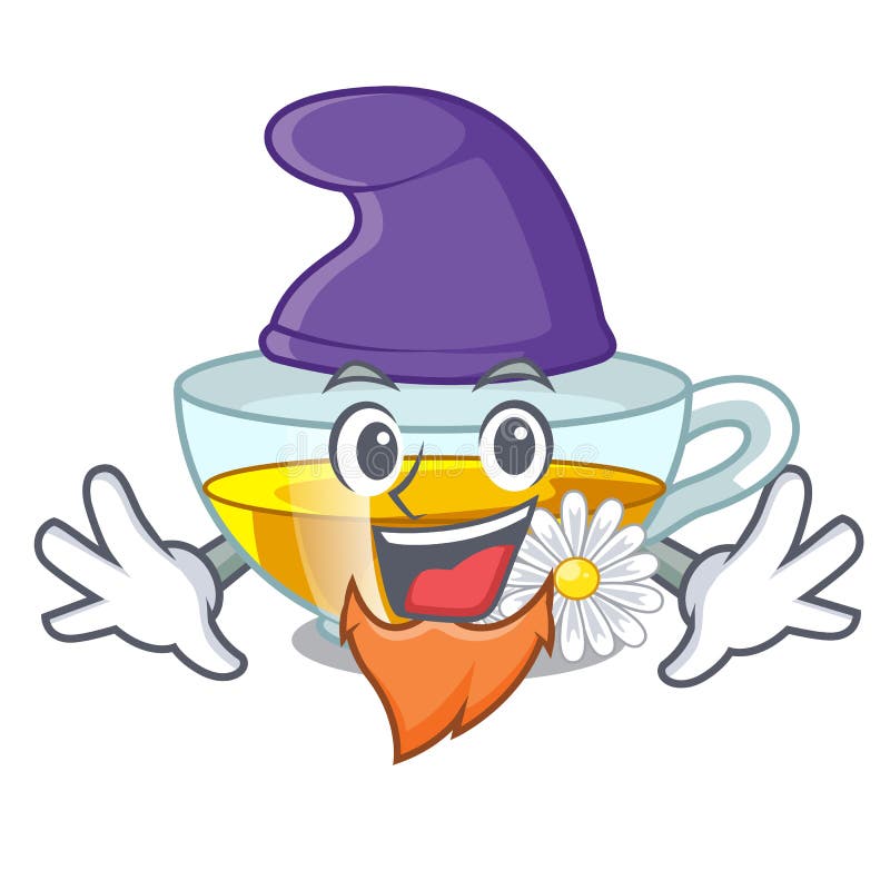 Elf Cup Chamomile Tea Cartoon Above Table Stock Vector - Illustration ...