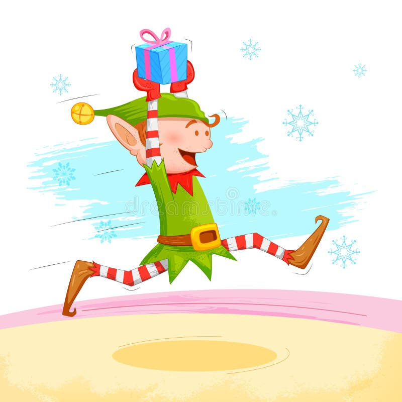 Elf Distributing Christmas Gift Stock Vector - Illustration of present ...