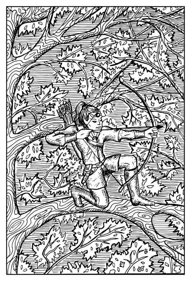 Elf. Engraved Fantasy Illustration Stock Vector - Illustration of ...