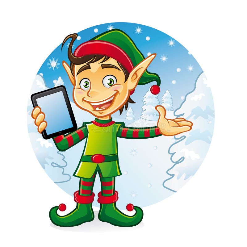 Elf Christmas Laptop stock illustration. Illustration of computer - 5982503