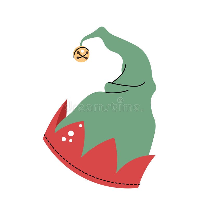 Elf Hat on White Background. Vector Christmas Illustration in Flat ...