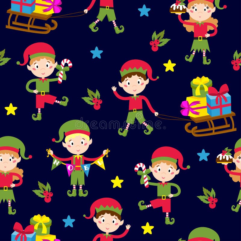 Elf Helpers Vector Illustration Stock Vector - Illustration of merry ...