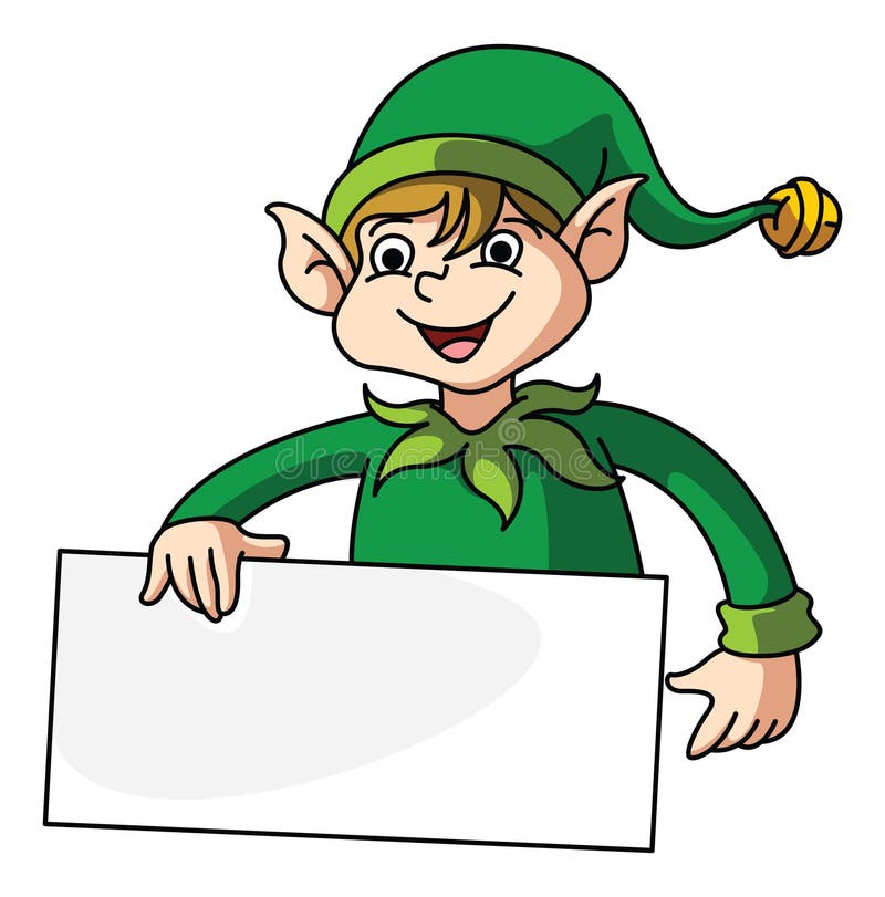 Elf Holding Banner stock vector. Illustration of cartoon - 47879266