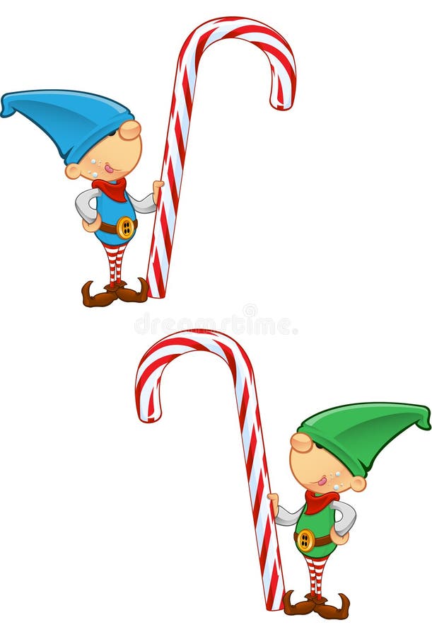 Elf Mascot - Holding a Candy Cane Stock Vector - Illustration of ...