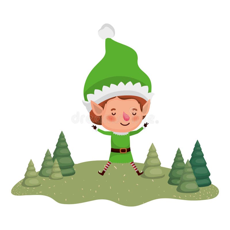 Elf Moving with Christmas Trees Avatar Character Stock Vector ...