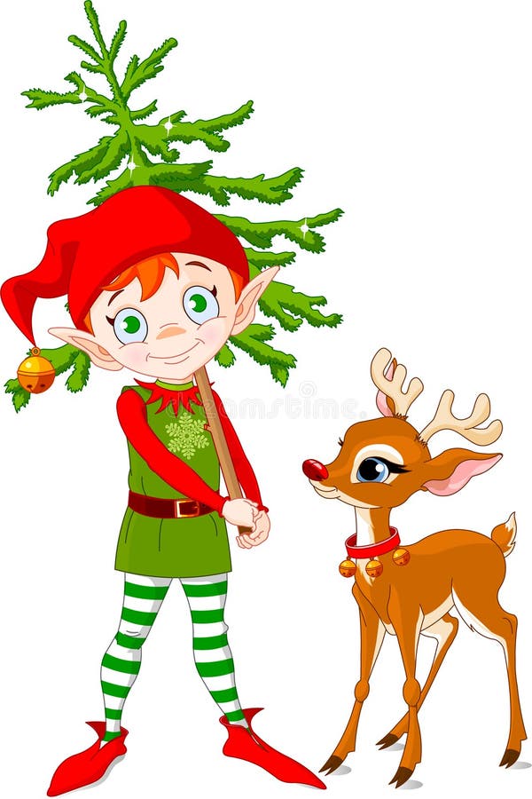 Elf and Rudolf stock vector. Illustration of nose, animal - 12108727