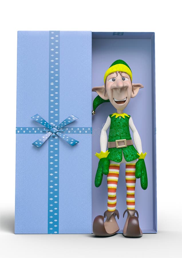 Elf Santa Helper is in the Box Stock Illustration - Illustration of ...
