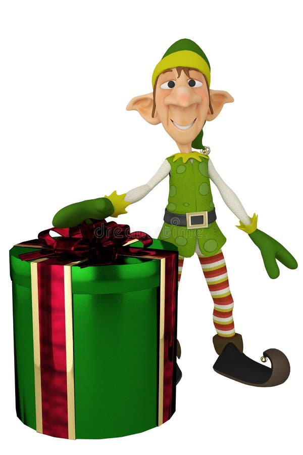 Elf santa helper present stock illustration. Illustration of mythology ...