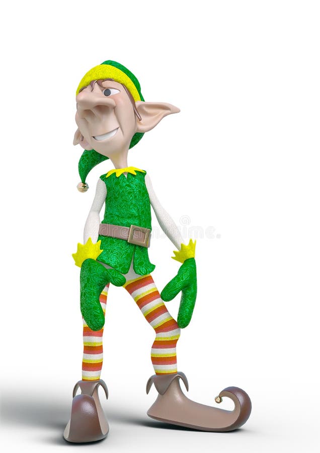 Elf Santa Helper is Standing on Stock Illustration - Illustration of ...