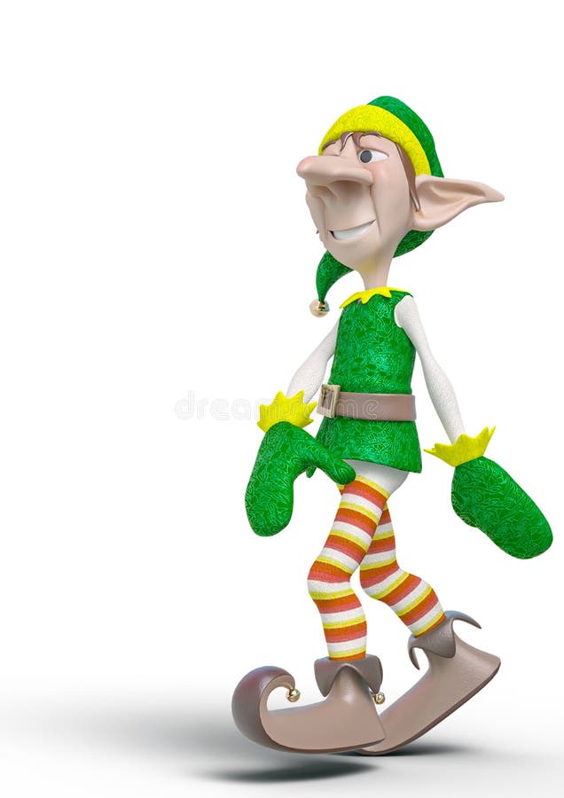 Elf Santa Helper is Walking Stock Illustration - Illustration of ...