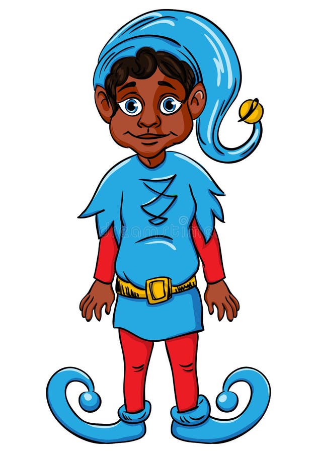 Elf. Santa S Helper, Wearing Blue Suit Stock Vector - Illustration of ...