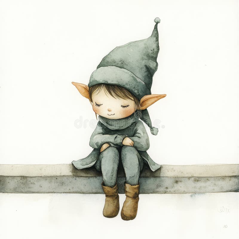 An Elf Sitting in a Cute Pose Stock Photo - Image of meditation ...