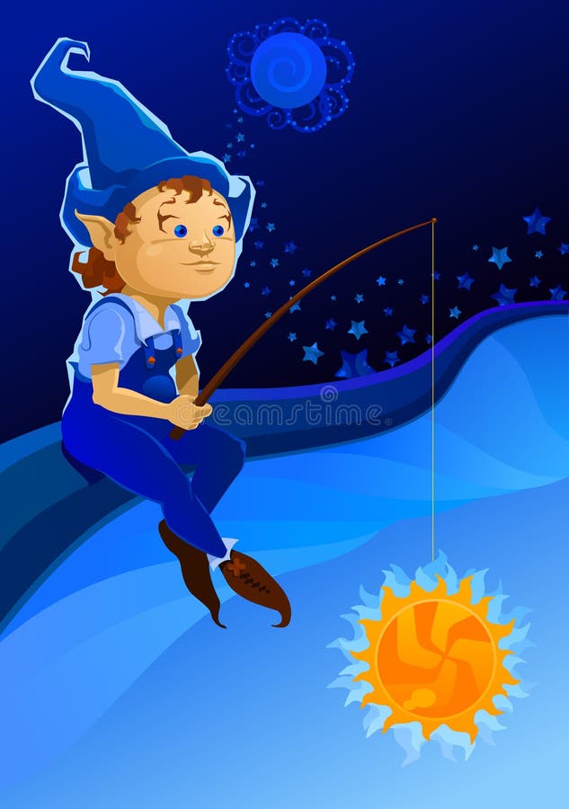 Elf in the sky stock vector. Illustration of landscape - 9980007