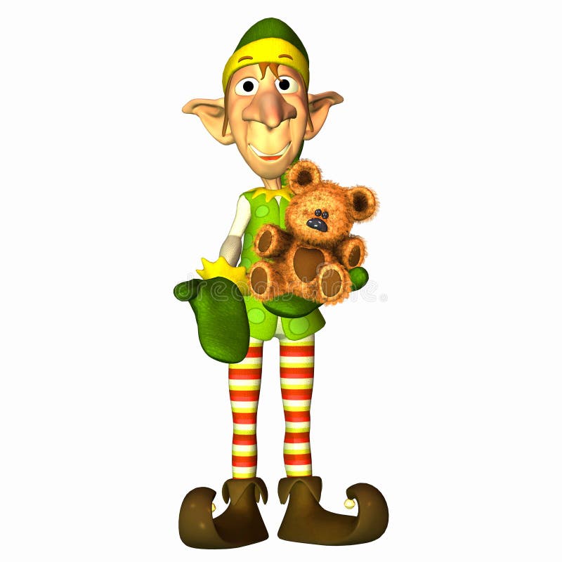 Cute Christmas Elf Cartoon Pointing Stock Vector - Illustration of ...