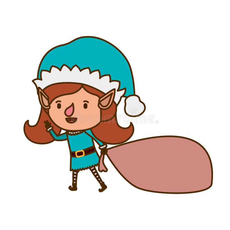 Elf Woman with Gift Bag Avatar Character Stock Vector - Illustration of ...