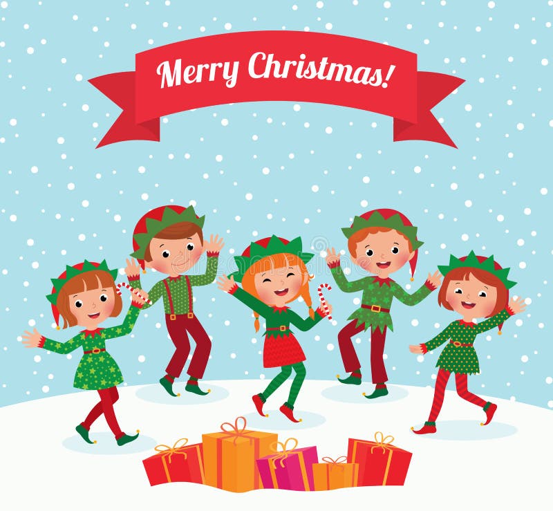 Elfi di Buon Natale illustrazione vettoriale. Illustrazione di ...