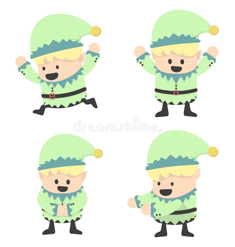 Elfi Di Natale E Pose Differenti Illustrazione Vettoriale ...
