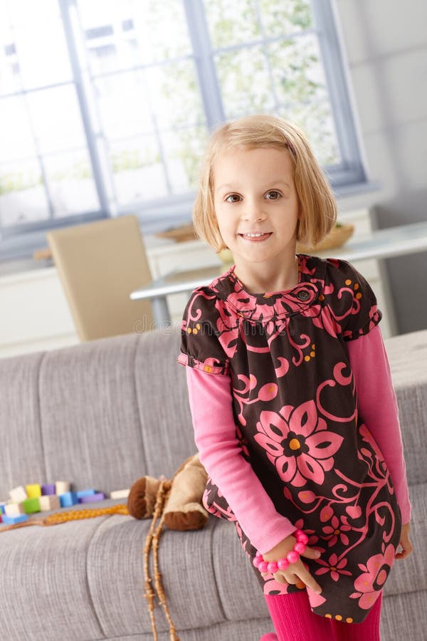 Elfish Looking 5 Year Old Posing at Home Stock Image - Image of blond ...