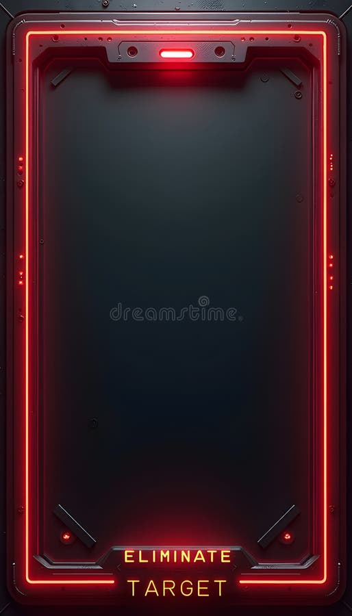 Eliminate Target - Digital Combat Arena UI Frame with Red Warning ...