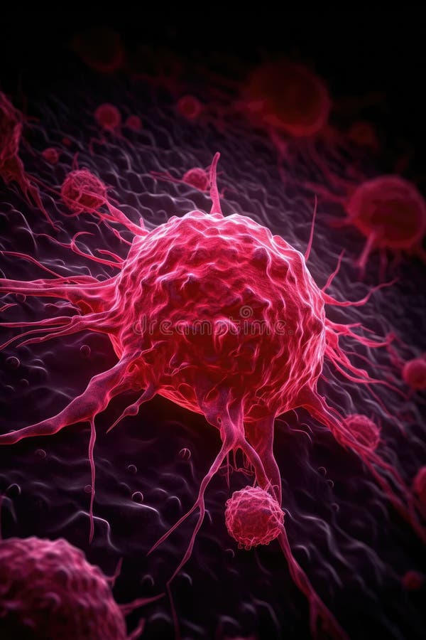 Eliminating Pink Cancer Cells in High Resolution. Stock Illustration ...