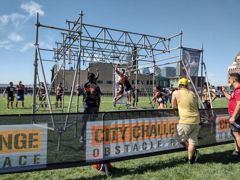 Athletes Compete in an Outdoor Obstacle Race, Hoboken, NJ, USA ...