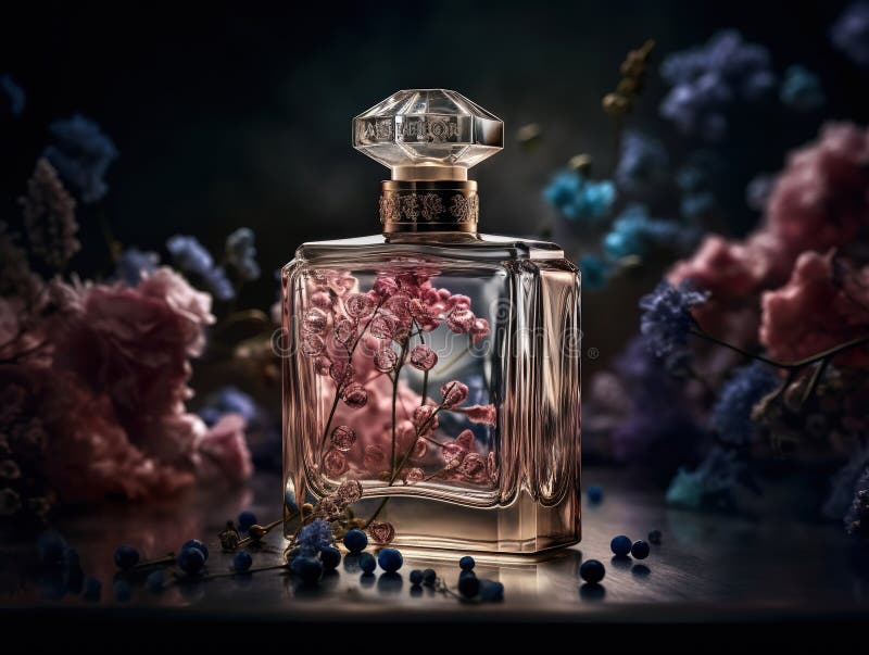 Elite Perfume with Beautiful Flowers. Template for Product Presentation ...