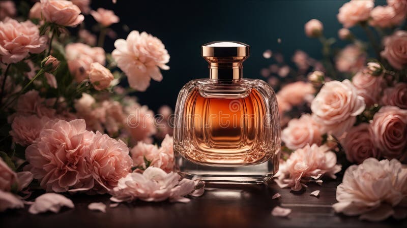 Elite Perfume with Beautiful Flowers. Template for Product Presentation ...