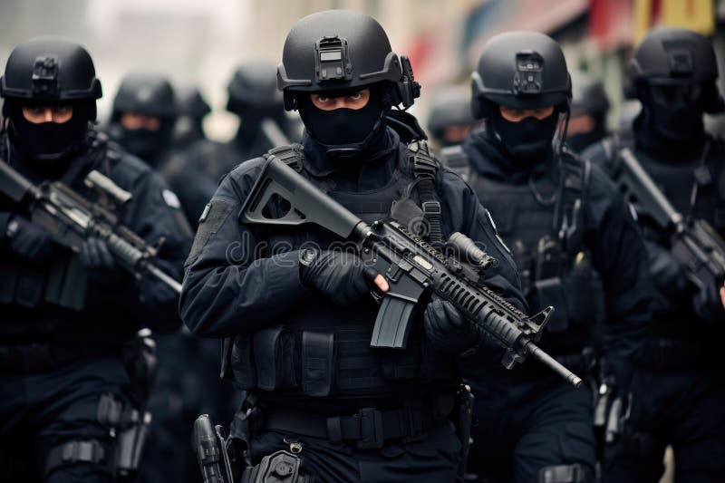 Elite Police Force Preparing for Operation. Stock Illustration ...