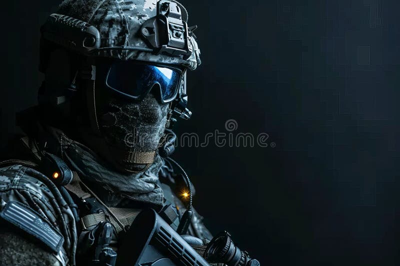 Elite Special Forces Operator in Full Tactical Gear with Night Vision ...