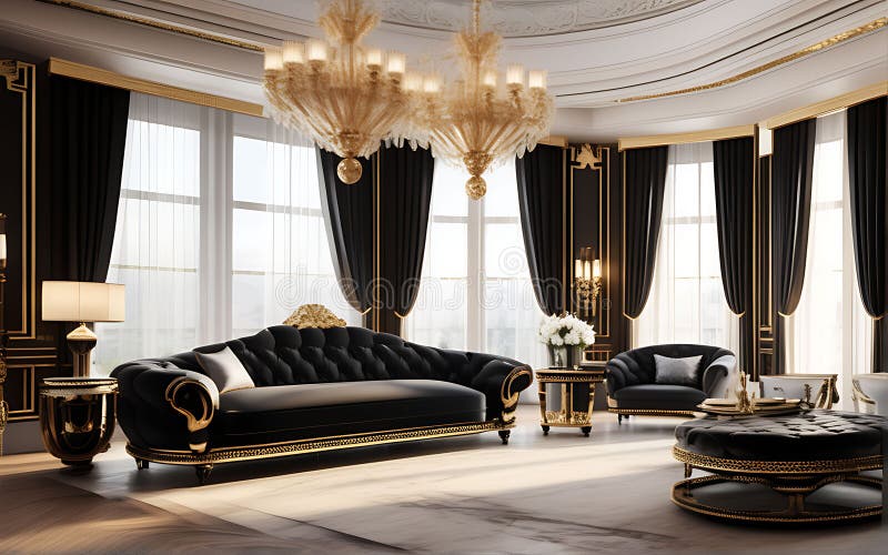Elite Tranquility: Opulent High-End Room Interior in a Luxurious ...