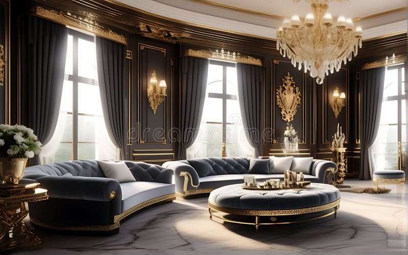 Elite Tranquility: Opulent High-End Room Interior in a Luxurious ...