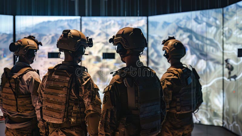 Elite Unit Engaged in Virtual Battlefield Planning Highlighting Modern ...