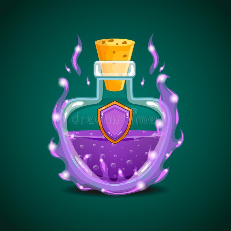 Elixir Bottle with Shield in Magic Smoke Stock Vector - Illustration of ...