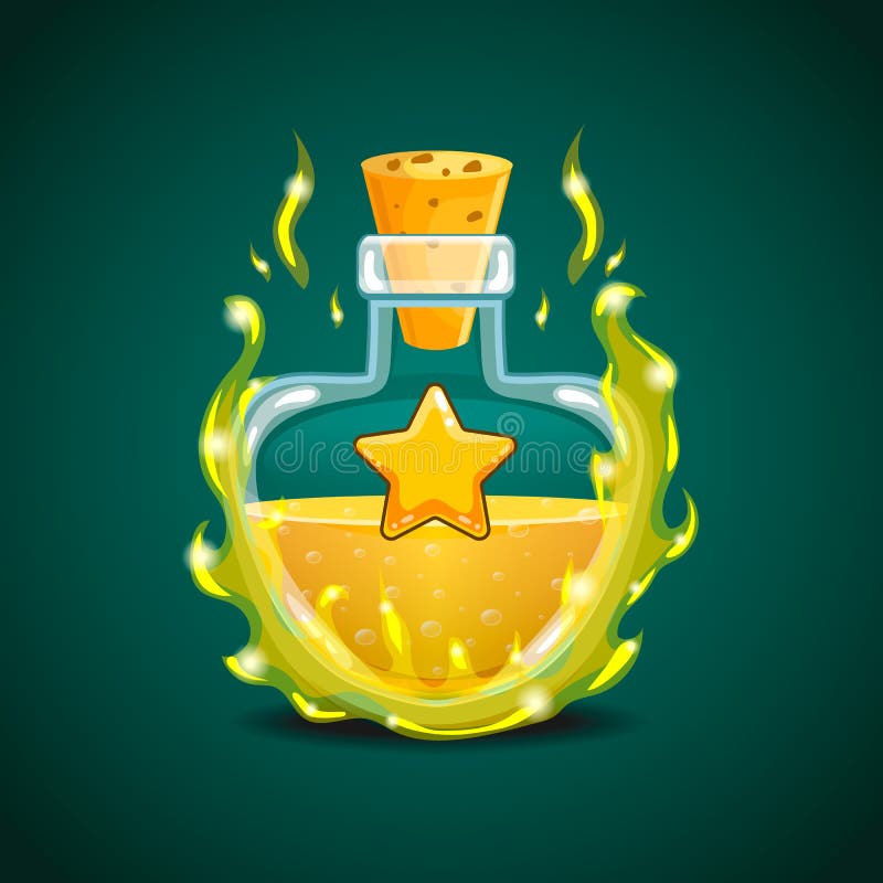Elixir Bottle with Energy in Magic Smoke Stock Vector - Illustration of ...