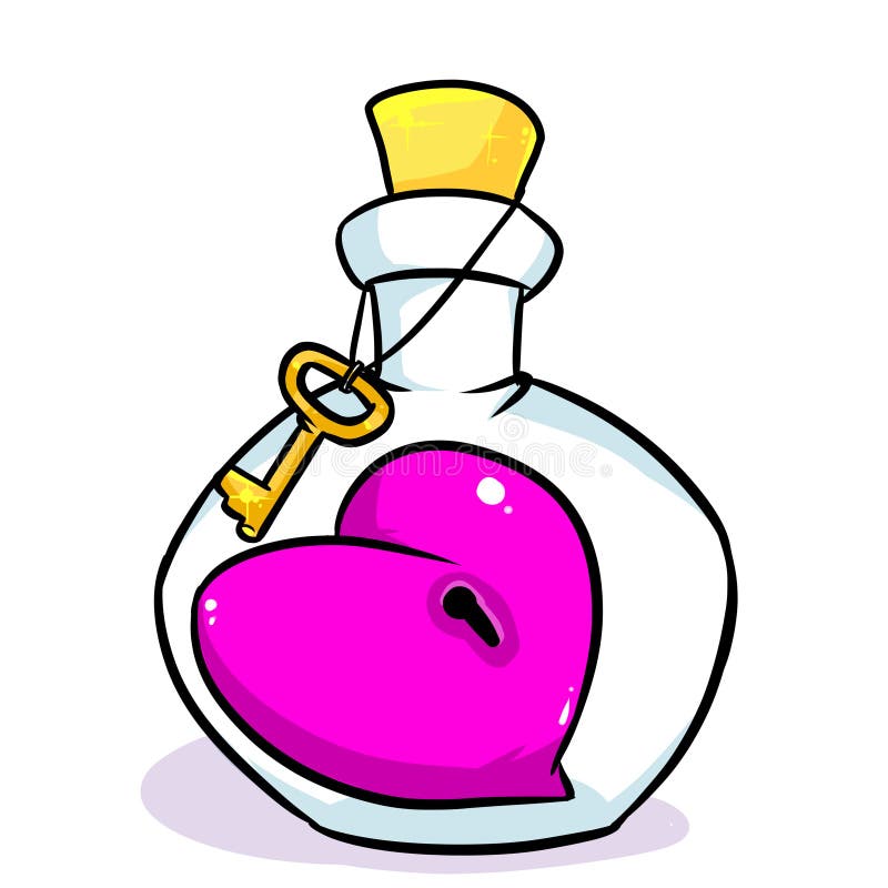 Elixir Heart Charm Magic Bottle Cartoon Illustration Stock Illustration ...