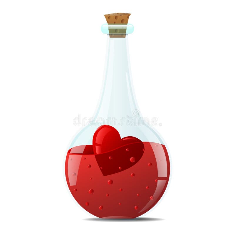 Elixir of Love. Set of Small Glass Bottles of Different Shapes, Inside ...