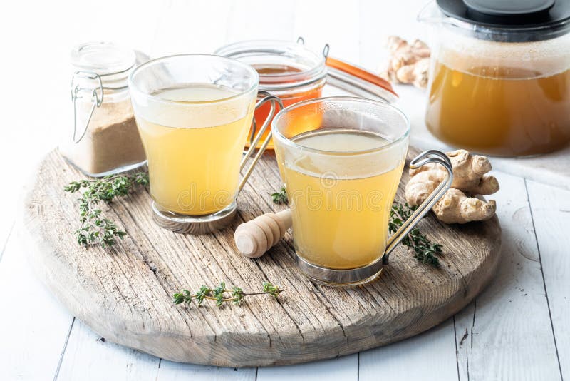 Elixir Tea Made with Thyme, Ginger and Honey, Ready for Serving. Stock ...