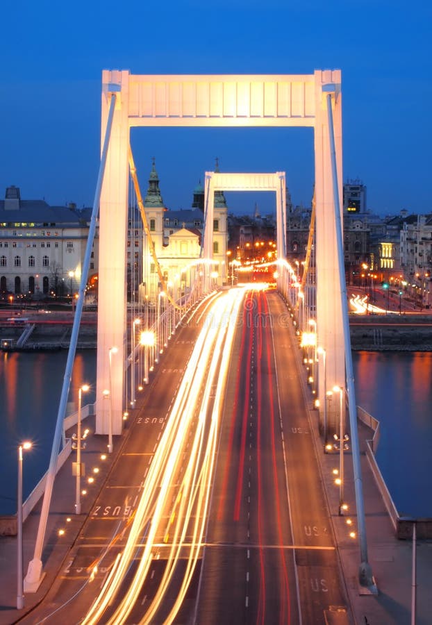 Elizabeth Bridge stock photo. Image of building, night - 38819136