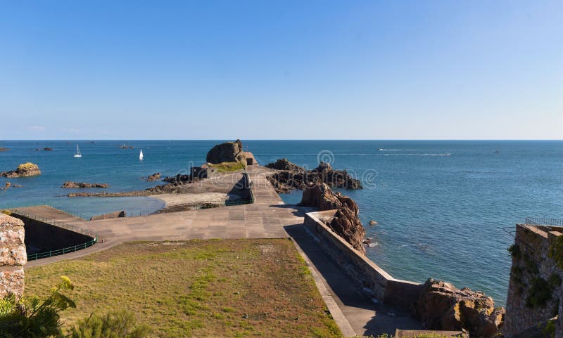 Elizabeth Castle - Outer Area - Jersey Stock Image - Image of harbor ...