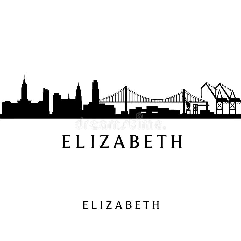 Elizabeth with New Jersey Skyline Vector Silhouette Stock Illustration ...