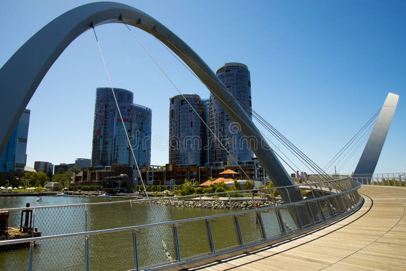 Elizabeth Quay Bridge stock image. Image of cables, quay - 145974807