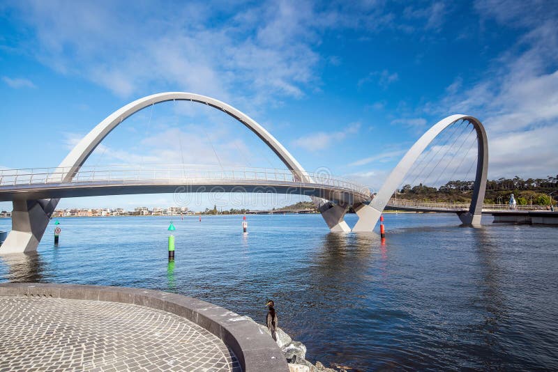 Elizabeth Quay Footbridge in Perth Waterfront Stock Image - Image of ...