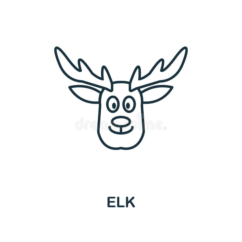 Elk Icon. Line Style from Christmas Icon Collection. Thin Elk Icon for ...