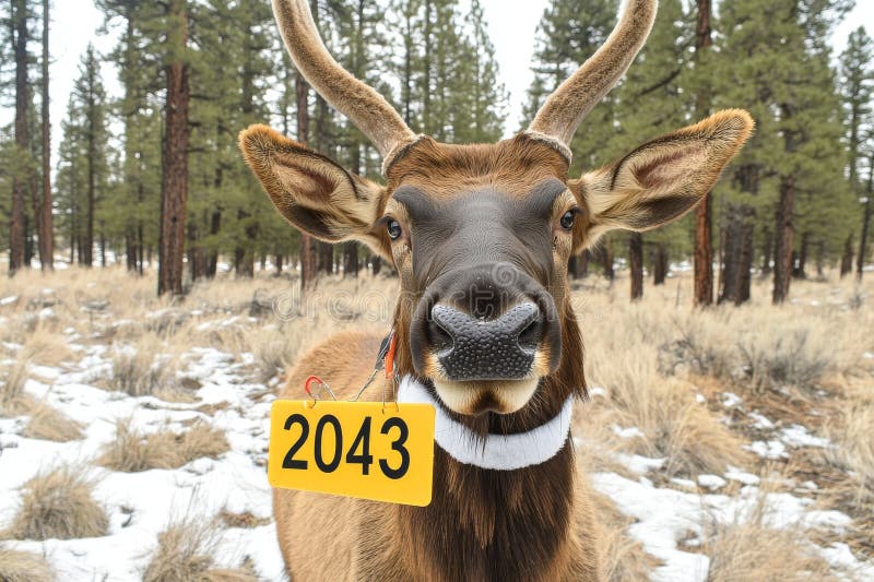 An Elk in Jasper National Park Received a Neck Collar Tracker Device ...