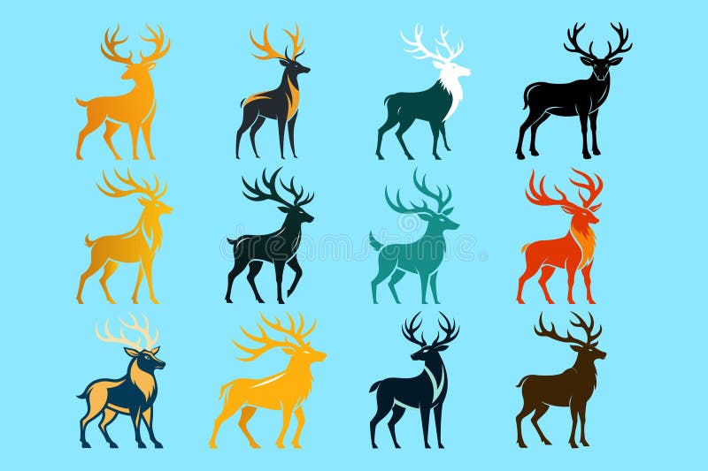 Elk Logo Vector Illustration Icons. Stock Vector - Illustration of stag ...