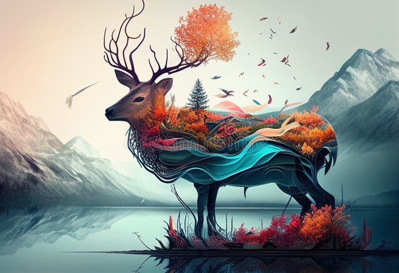 Elk Nature Illustration. AI Generative Stock Illustration ...