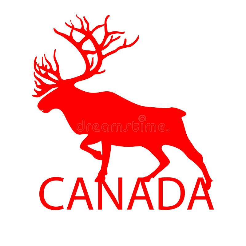 Elk Red Logo on Background Inscription Canada Profile Stock Vector ...