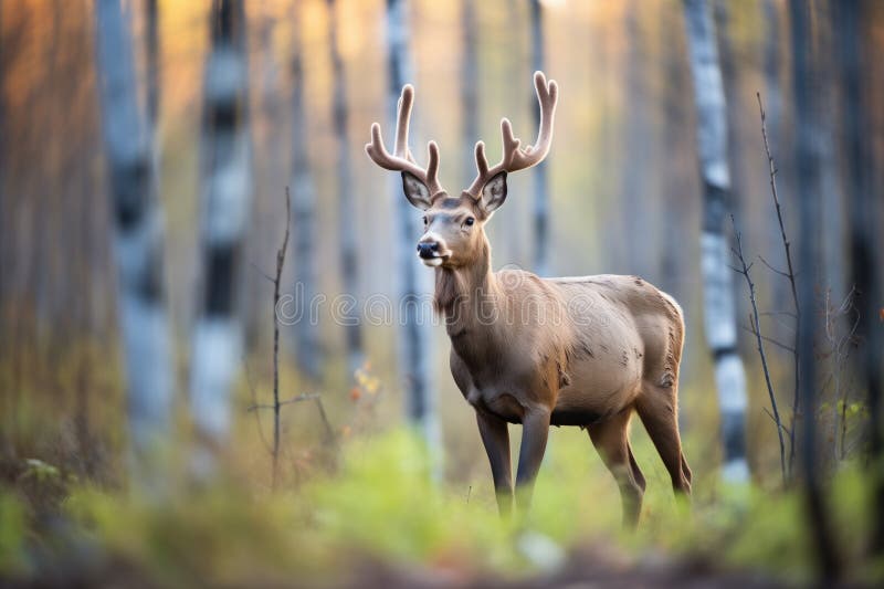 Elk Standing Alert with Ears Perked in a Clearing Stock Photo - Image ...