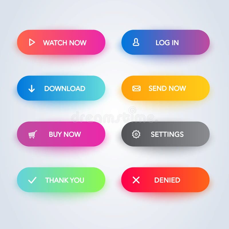 Set of Vector Modern Material Style Buttons. Different Gradient Colors ...