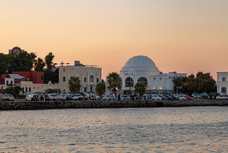 Elli World Building at Sunset Stock Image - Image of rhodes, elli ...